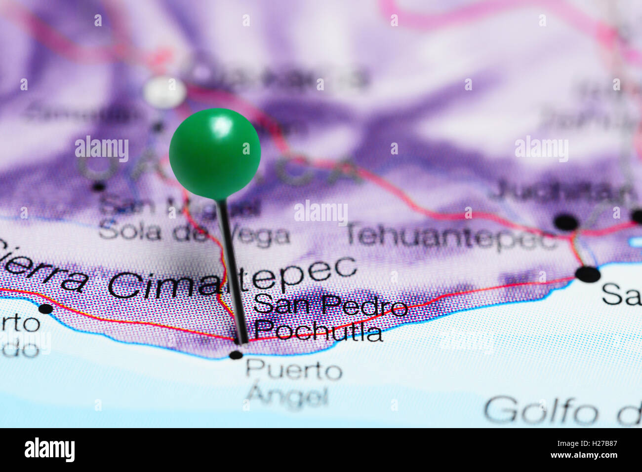 San Pedro Pochutla pinned on a map of Mexico Stock Photo - Alamy