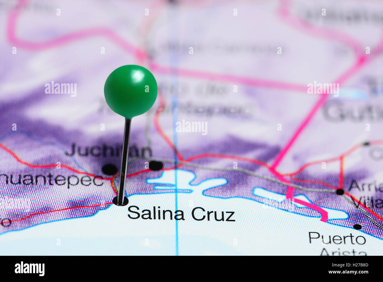 Salina Cruz pinned on a map of Mexico Stock Photo - Alamy