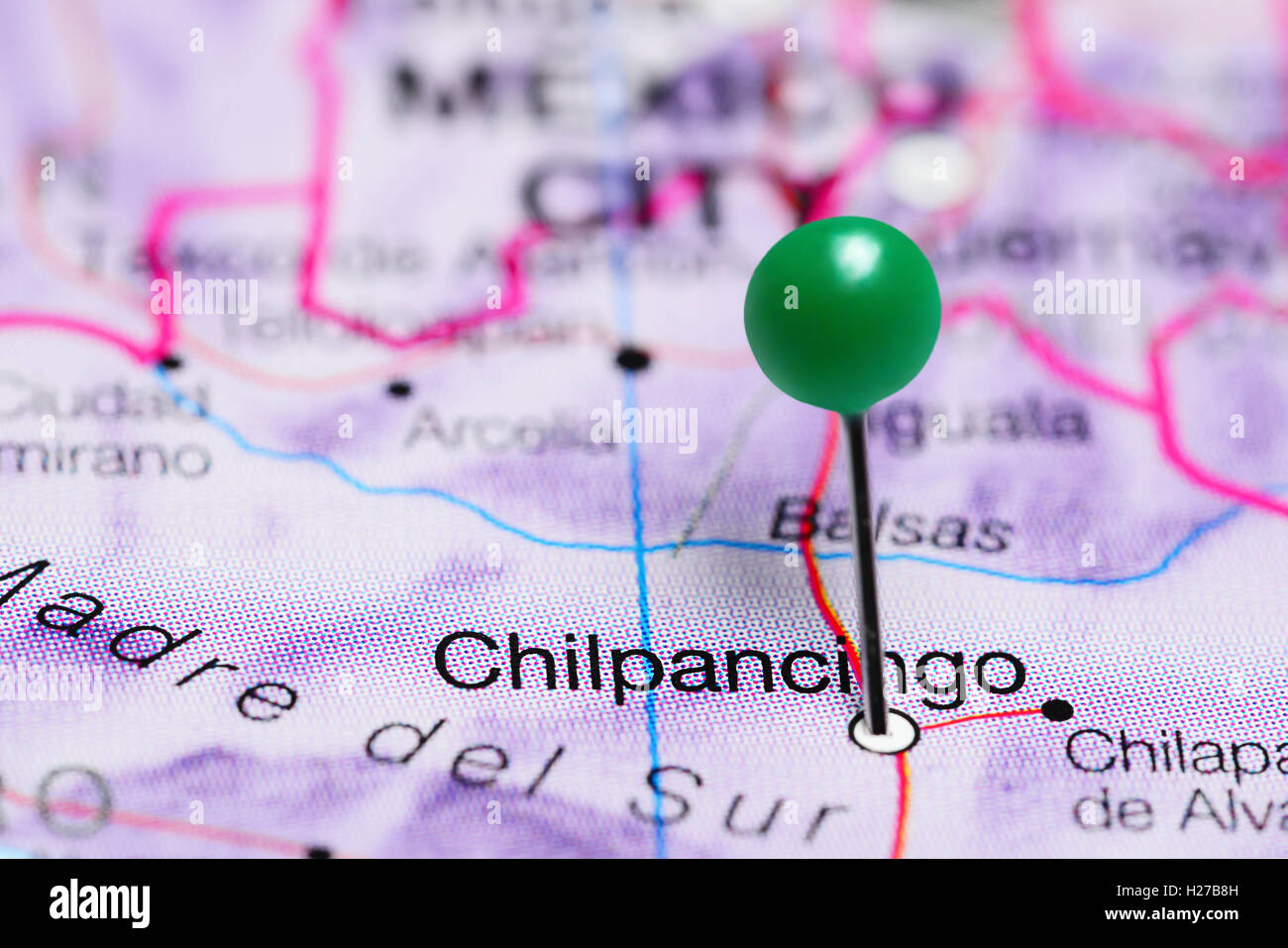 Chilpancingo pinned on a map of Mexico Stock Photo - Alamy