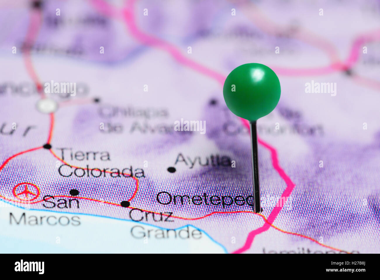 Ometepec pinned on a map of Mexico Stock Photo - Alamy