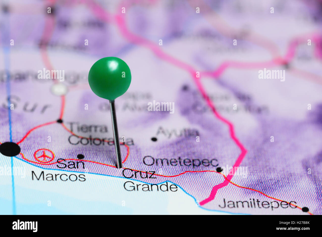 Cruz Grande pinned on a map of Mexico Stock Photo - Alamy