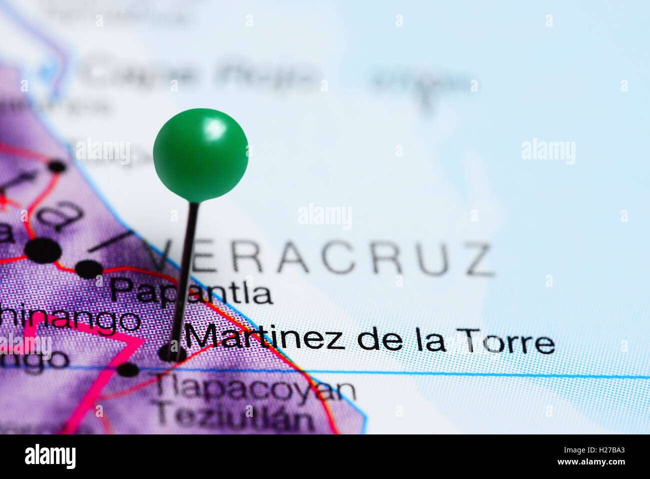 Martinez de la Torre pinned on a map of Mexico Stock Photo - Alamy