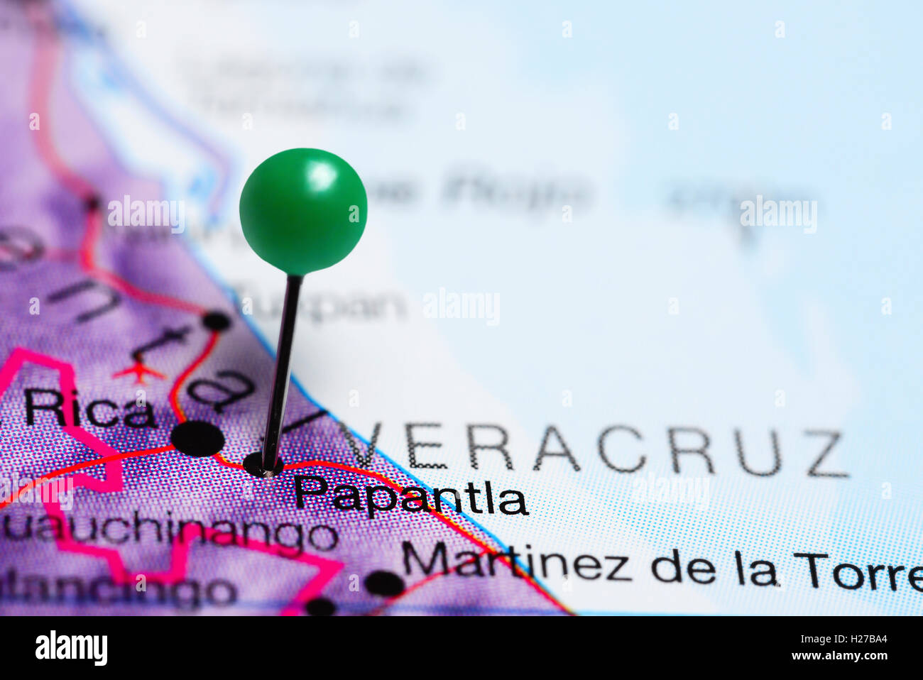 Papantla pinned on a map of Mexico Stock Photo - Alamy