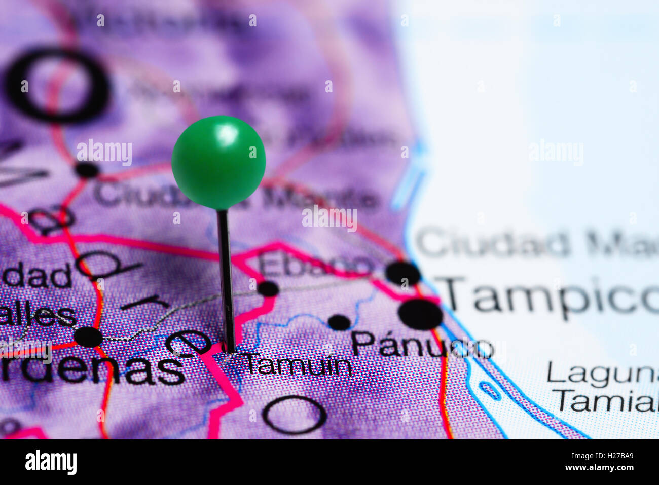 Tamuin pinned on a map of Mexico Stock Photo - Alamy
