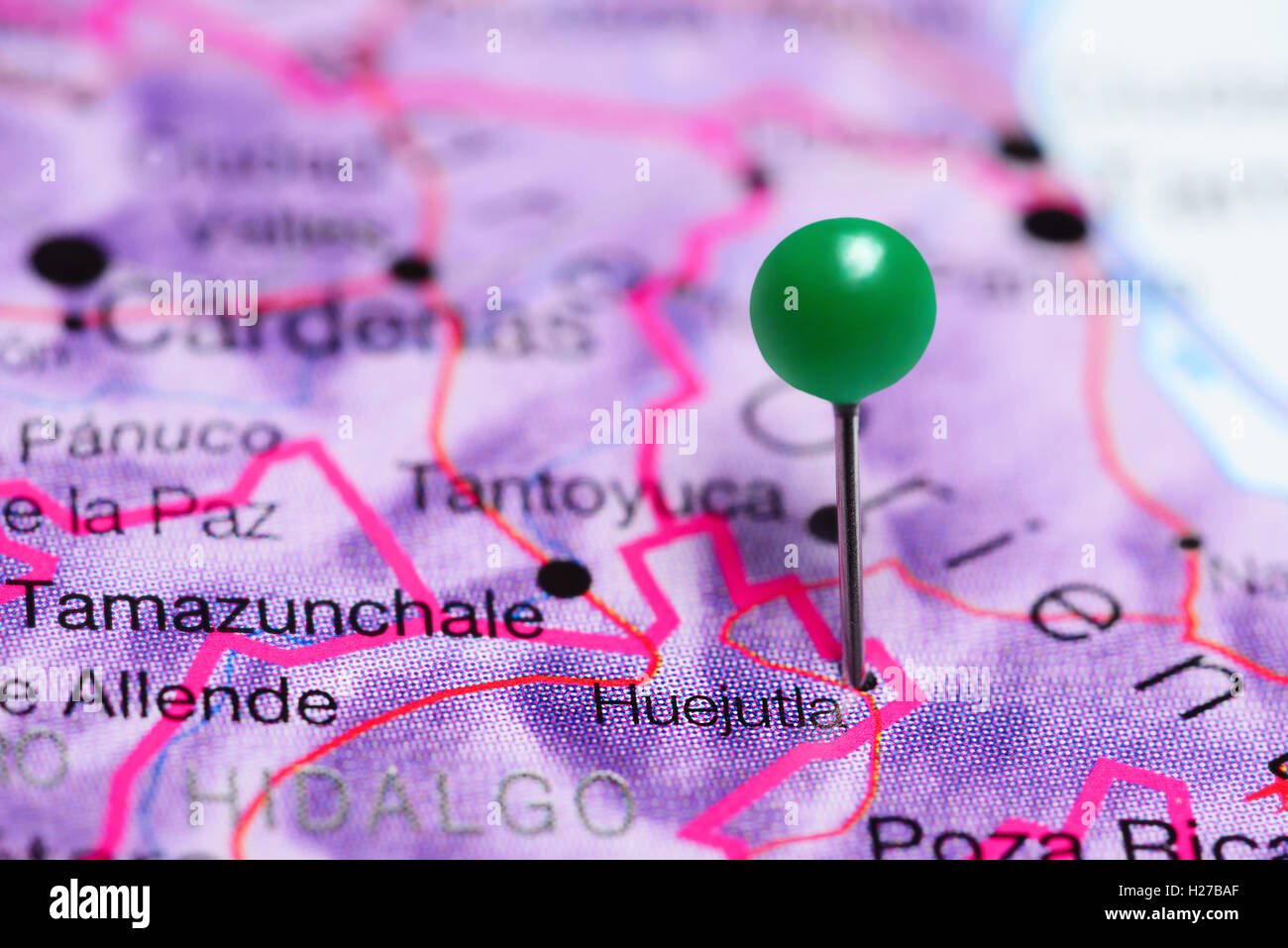 Huejutla pinned on a map of Mexico Stock Photo - Alamy
