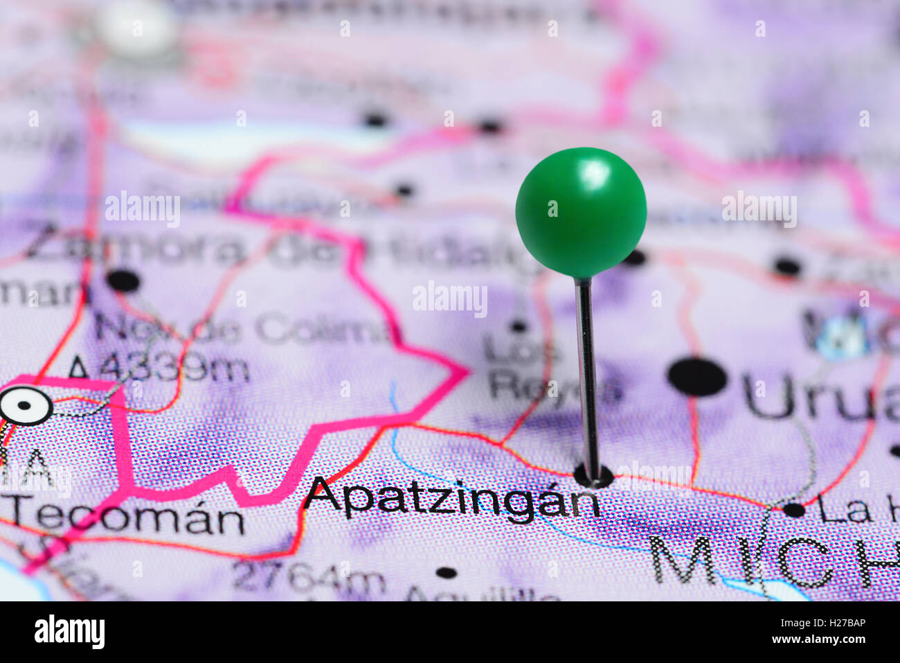 Apatzingan pinned on a map of Mexico Stock Photo - Alamy