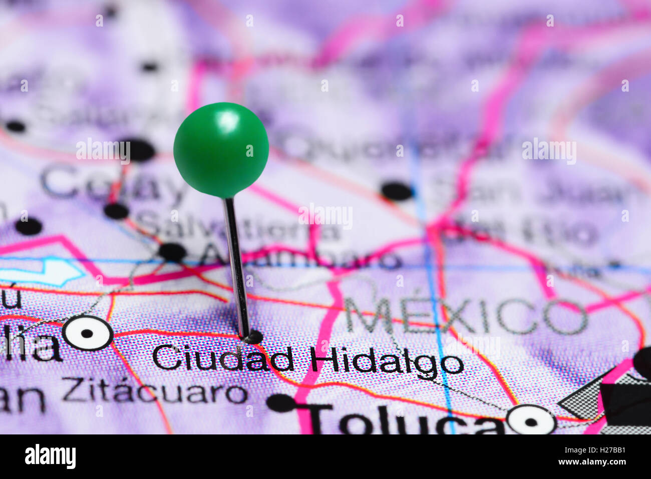Ciudad Hidalgo pinned on a map of Mexico Stock Photo - Alamy