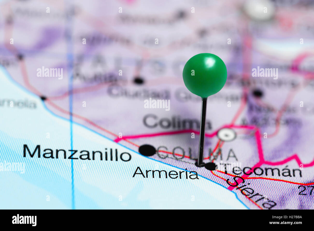 Armeria pinned on a map of Mexico Stock Photo - Alamy