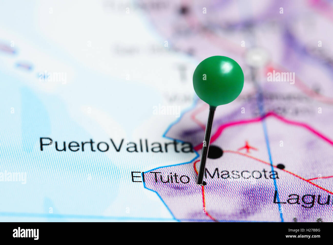El Tuito pinned on a map of Mexico Stock Photo - Alamy