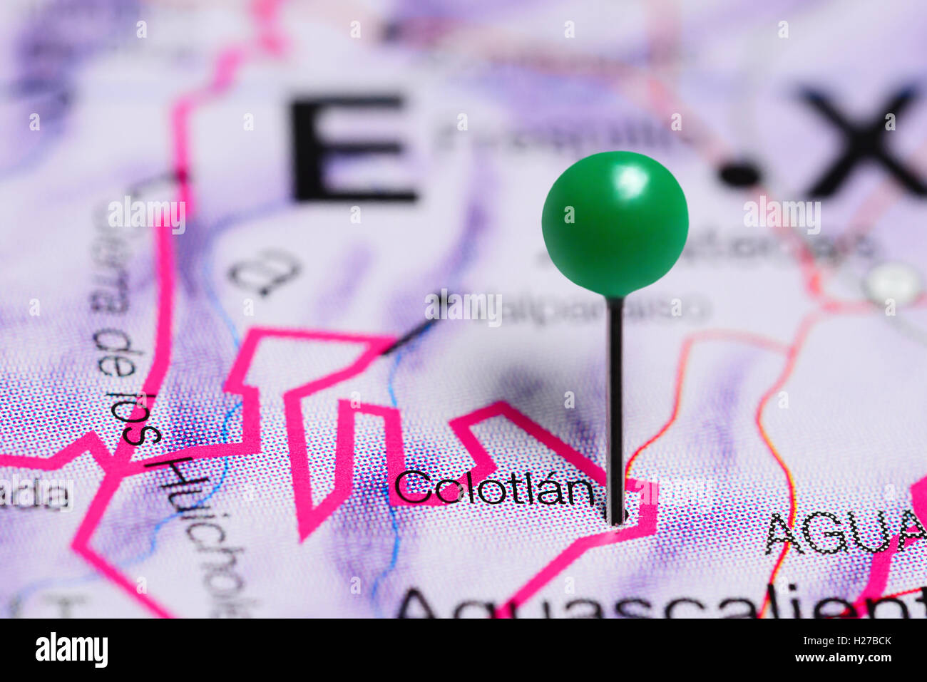 Colotlan pinned on a map of Mexico Stock Photo - Alamy