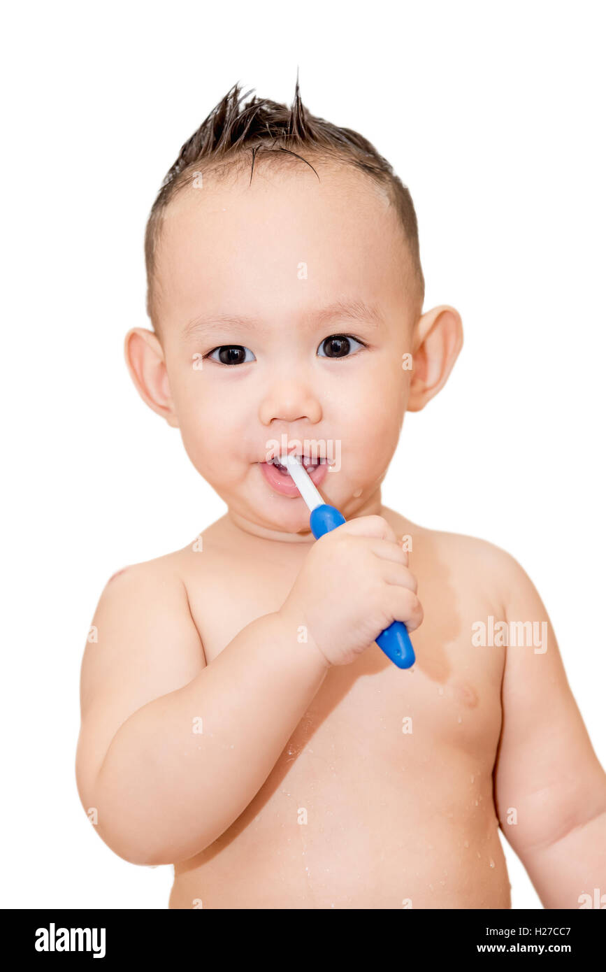 Toddler brushing teeth hi-res stock photography and images - Alamy