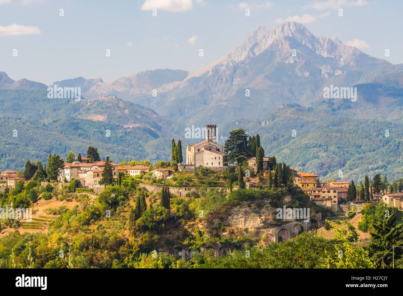 Barga town and its Duomo, Lucca province, Tuscany, Italy Stock Photo ...
