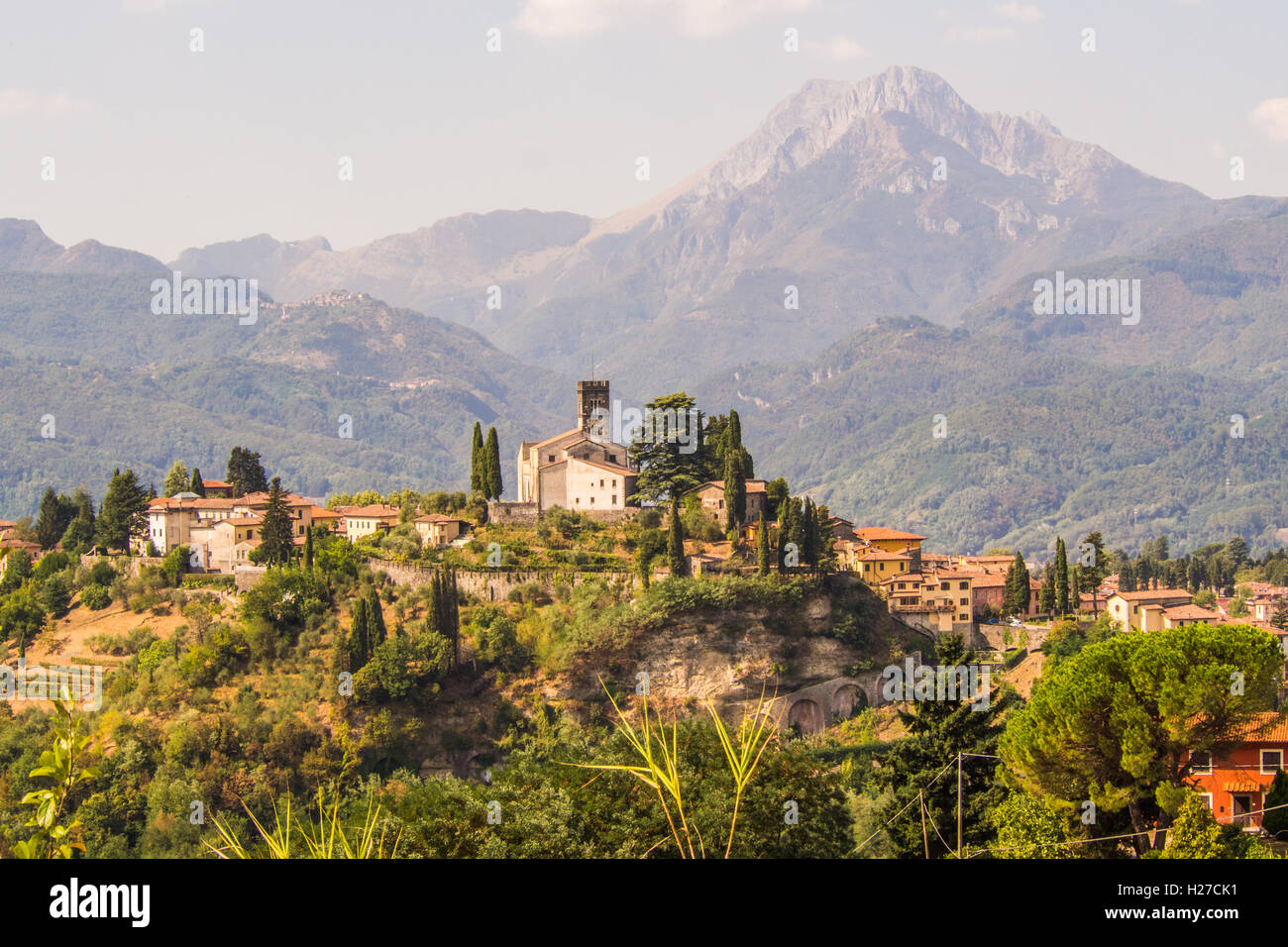 Barga town and its Duomo, Lucca province, Tuscany, Italy Stock Photo ...
