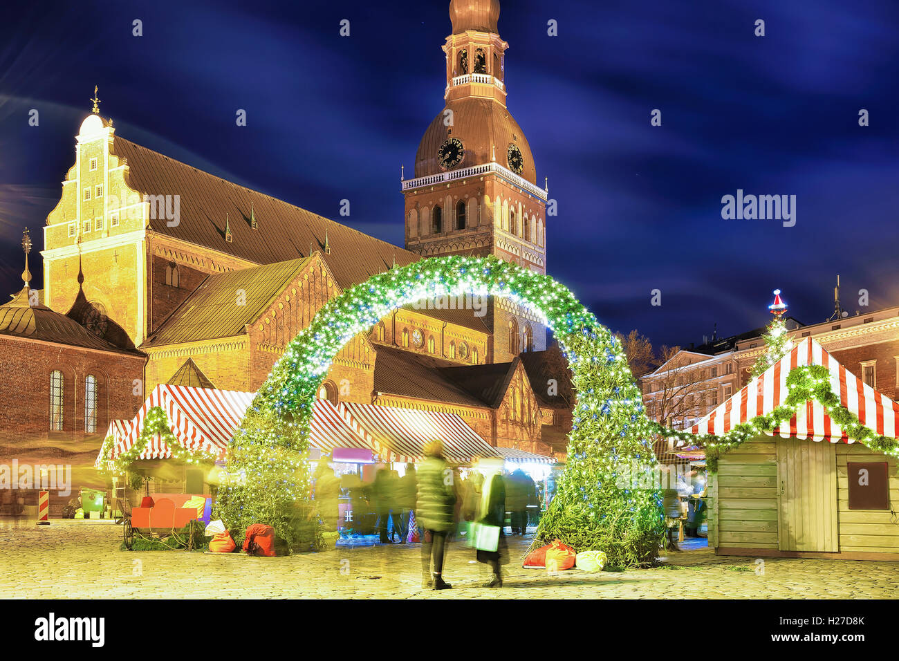 Entrance to the Christmas tree in Riga, Latvia. It is located at the ...