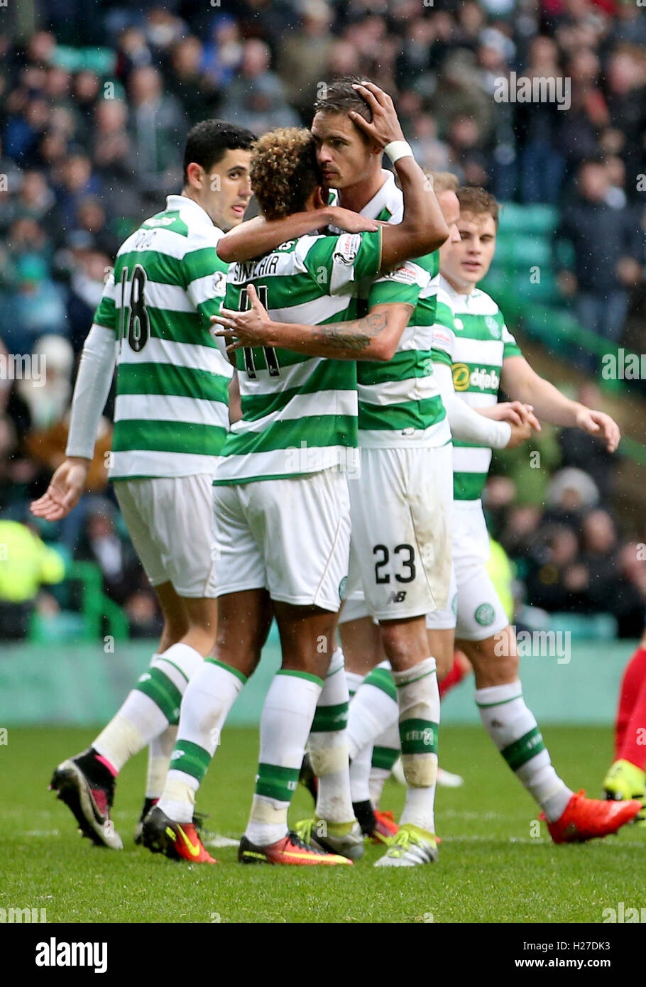 Celtic's Scott Sinclair celebrates scoring his sides fifth goal of the ...