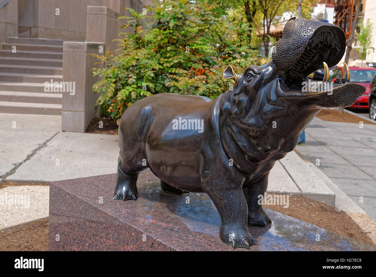 Washington DC, USA - May 2, 2015: Statue of hippopotamus is located ...