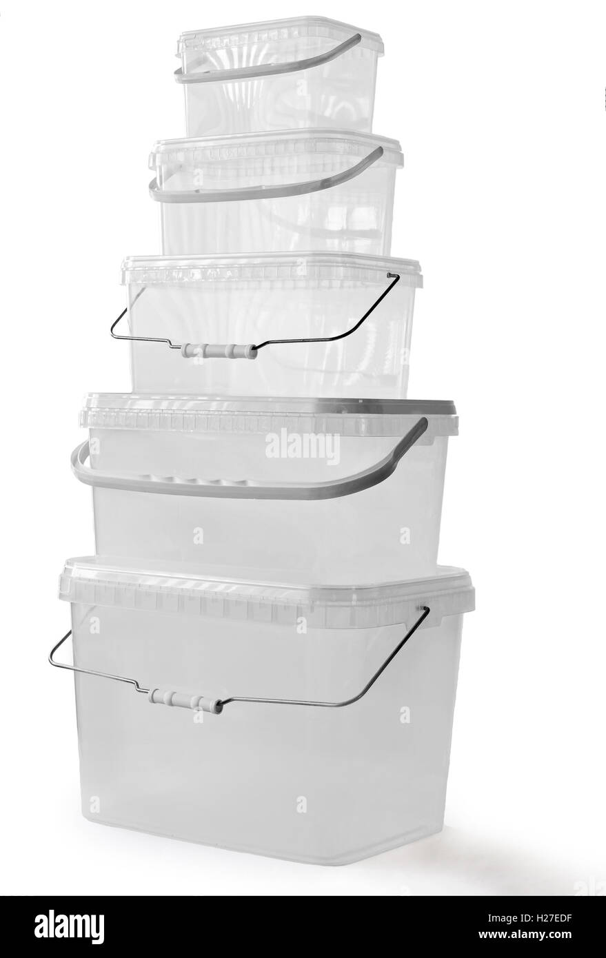 See through plastic buckets isolated on white background Stock Photo ...