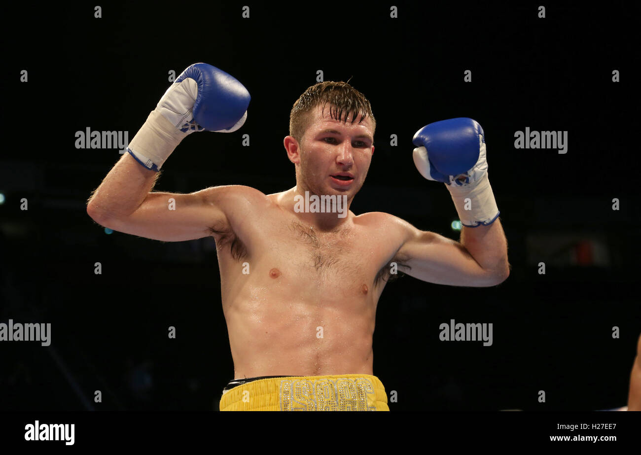 Isaac Lowe after beating Elvis Guillen in the Featherweight contest at ...