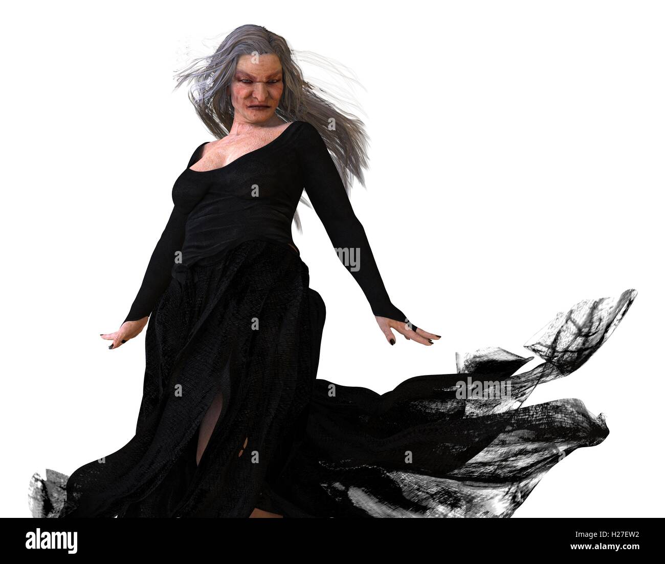 Old Witch 3D Illustration Stock Photo - Alamy