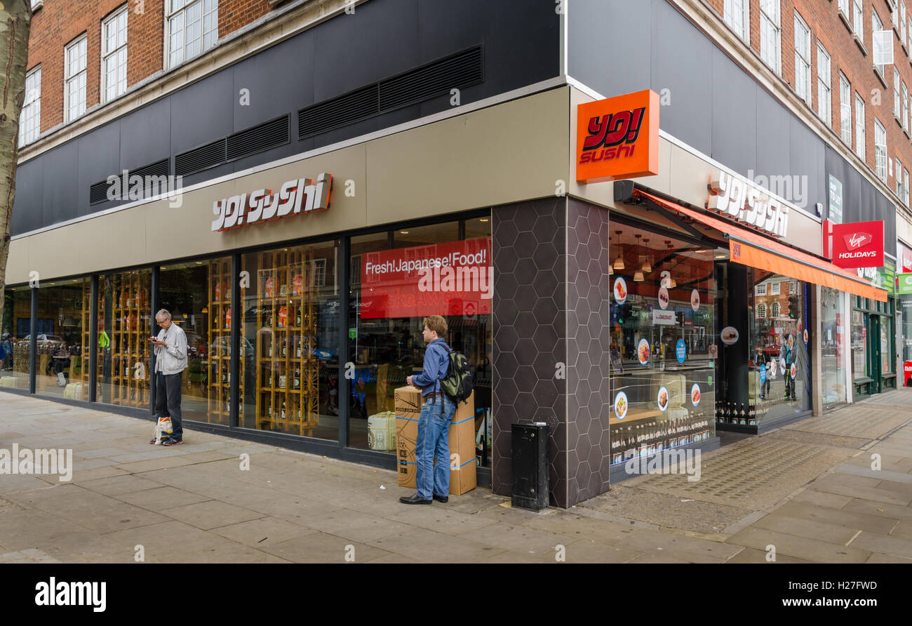 Yo Sushi Japanese restaurant on Kensington High Street in London Stock ...
