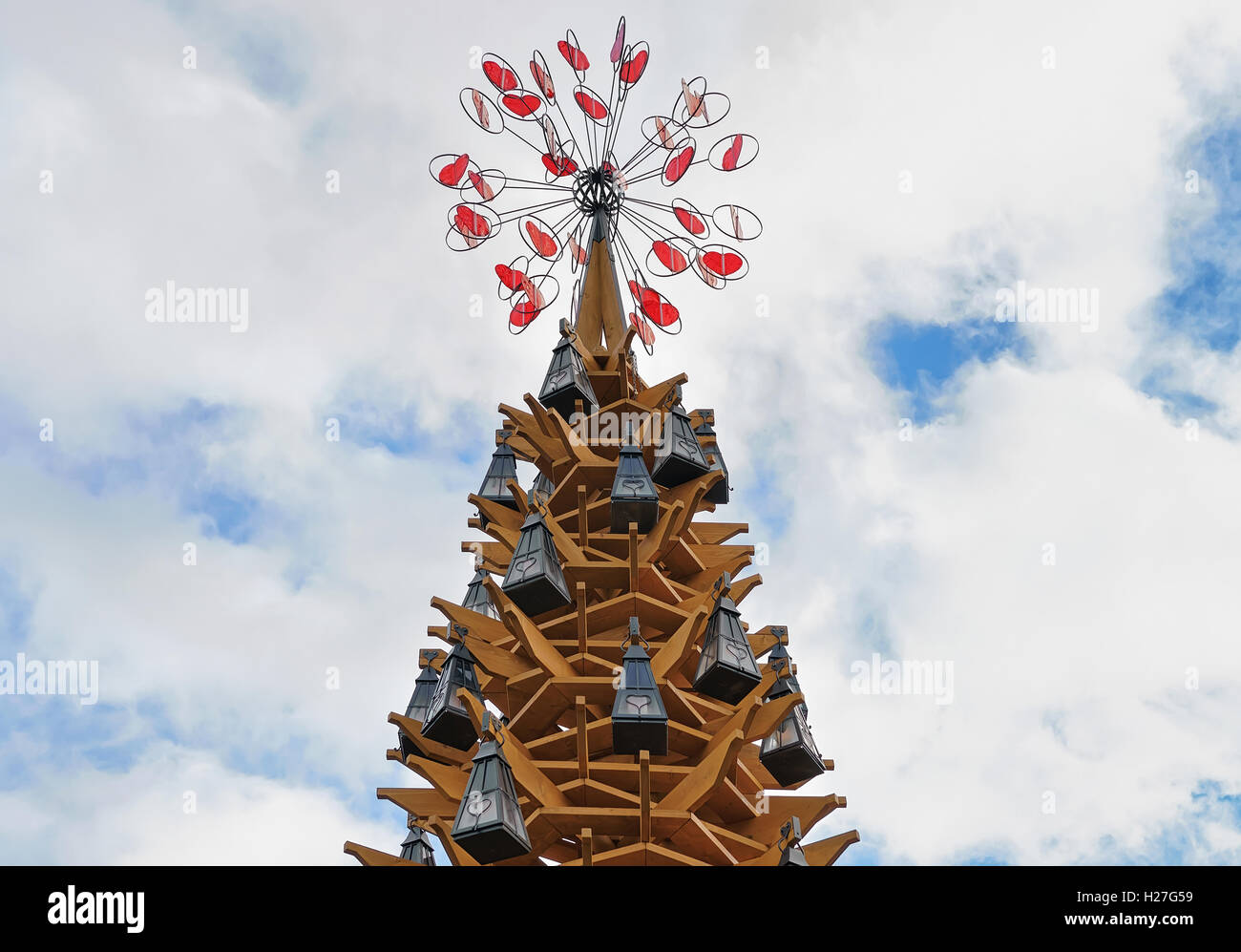 Riga, Latvia - December 26, 2015: Wooden Christmas tree in Riga, Latvia ...