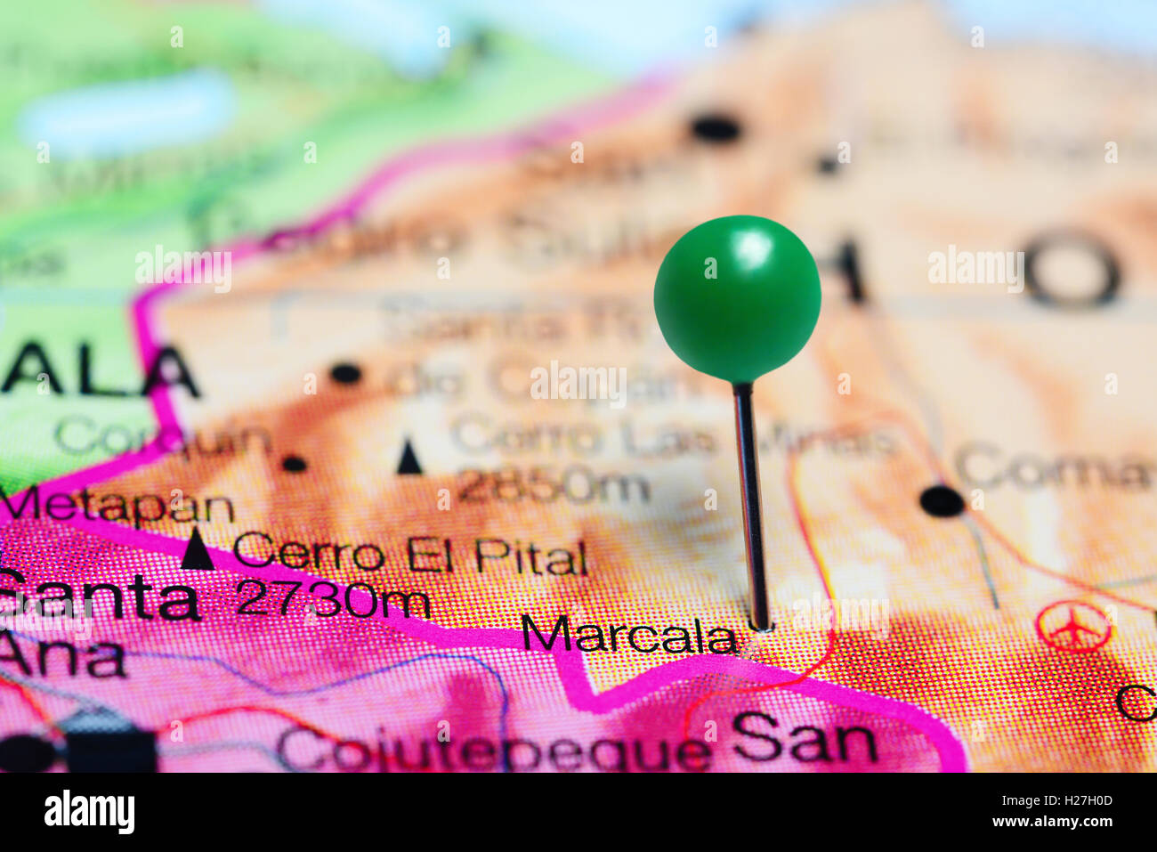 Marcala pinned on a map of Honduras Stock Photo - Alamy