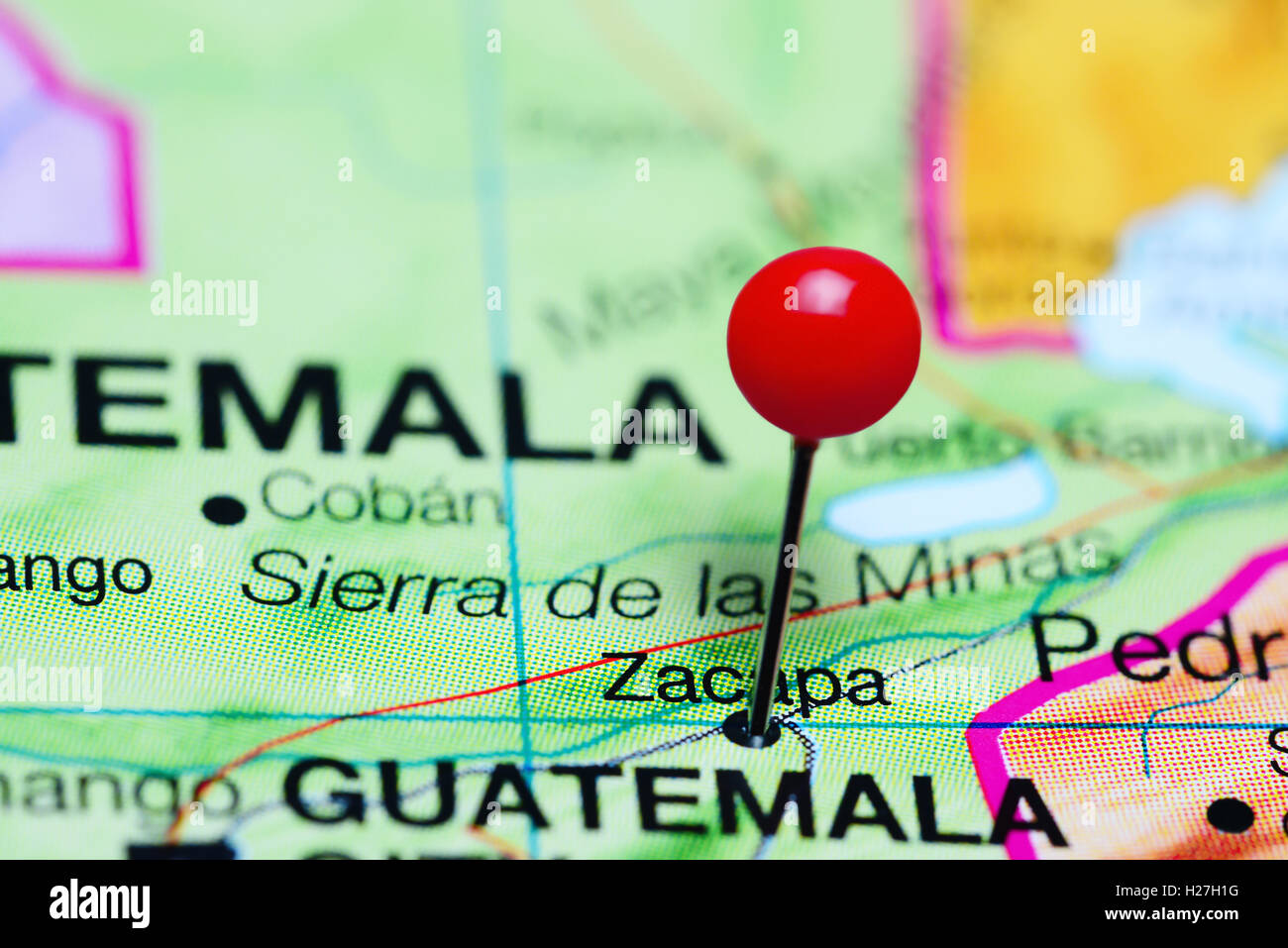 Zacapa pinned on a map of Guatemala Stock Photo - Alamy