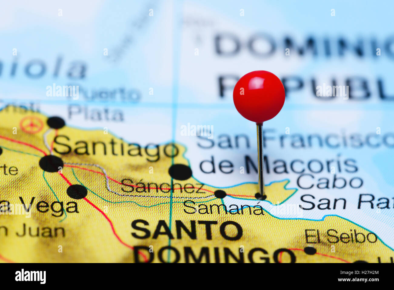 Samana pinned on a map of Dominican Republic Stock Photo - Alamy