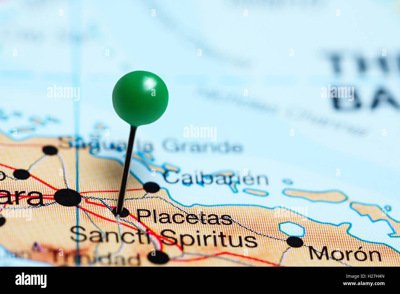 Placetas pinned on a map of Cuba Stock Photo - Alamy