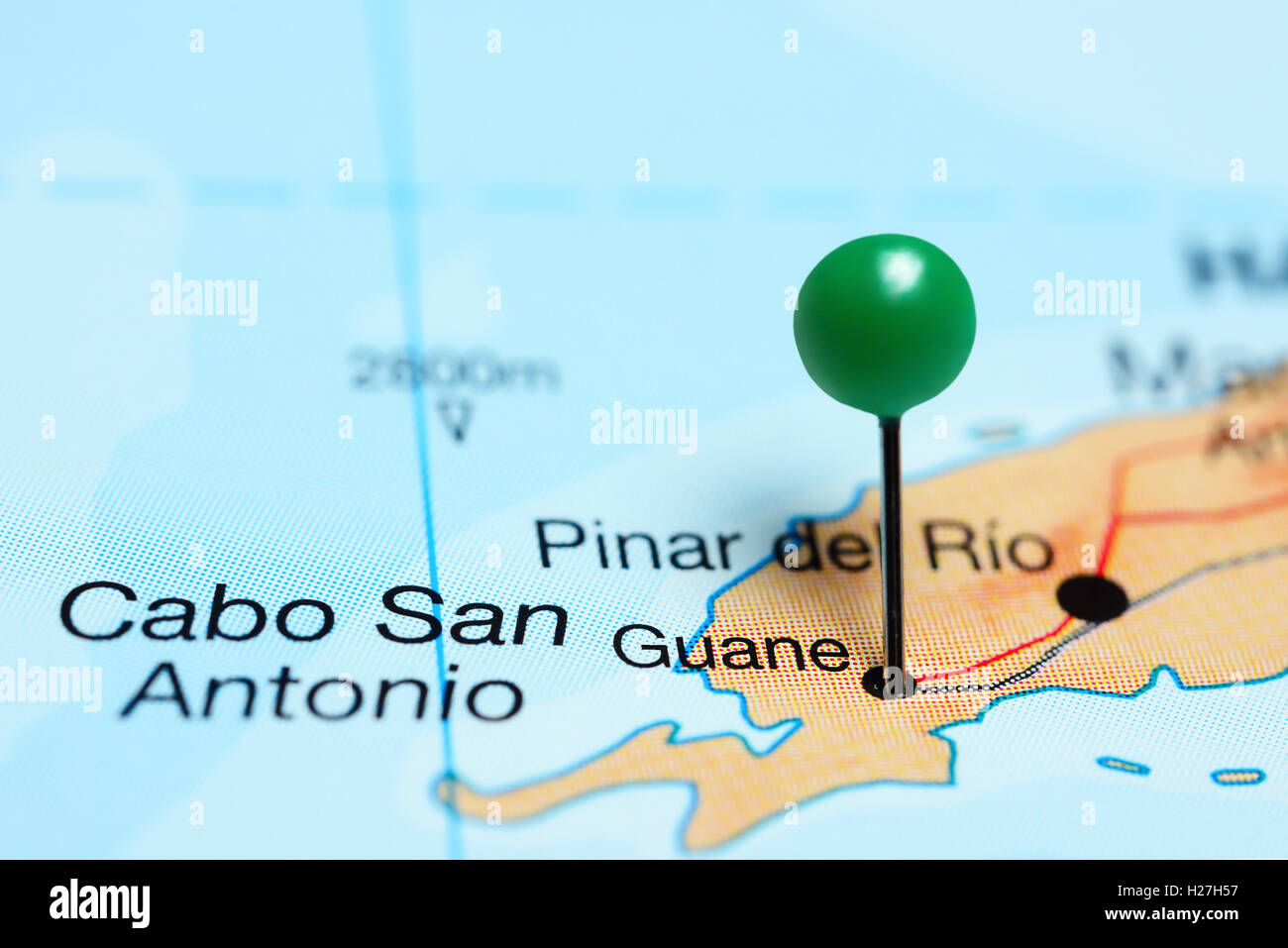 Guane pinned on a map of Cuba Stock Photo - Alamy