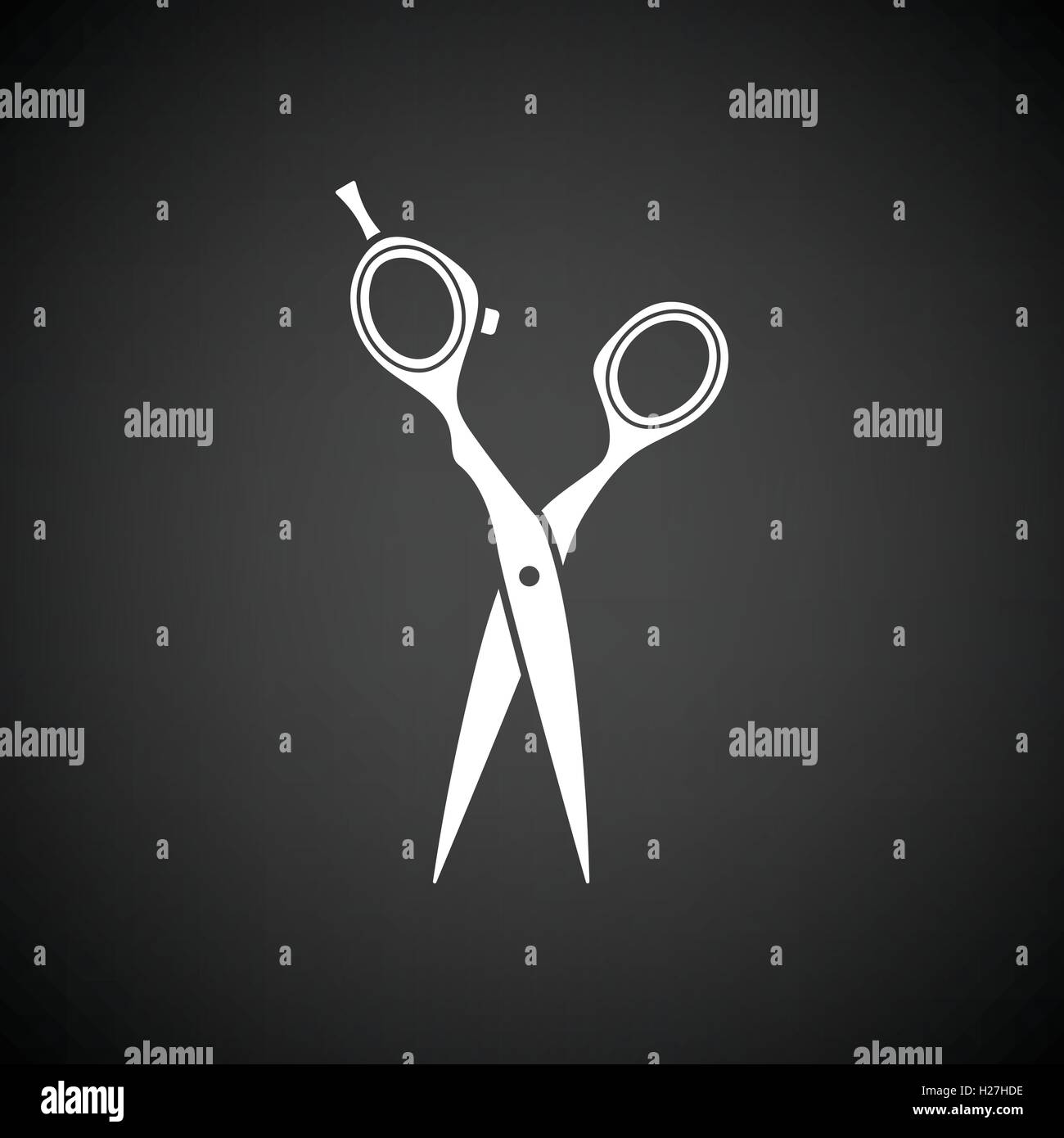 Hair scissors icon. Black background with white. Vector illustration ...