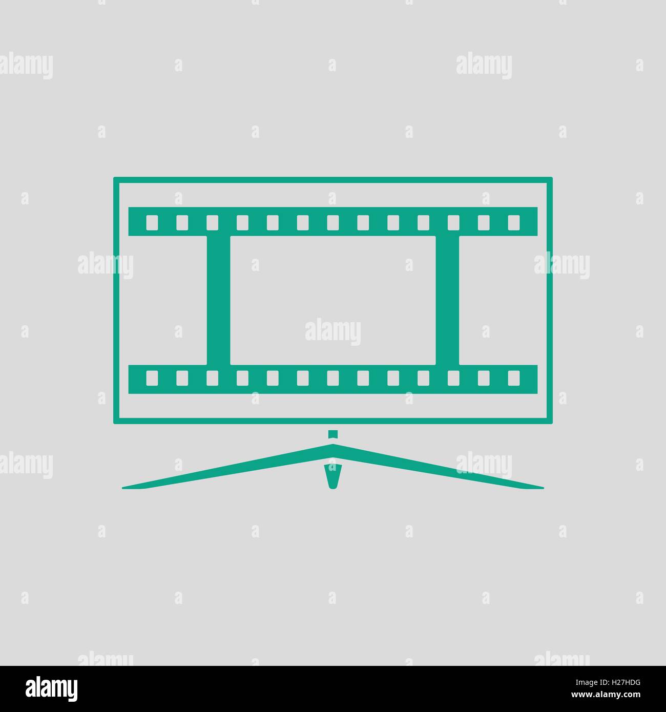 Cinema TV screen icon. Gray background with green. Vector illustration ...