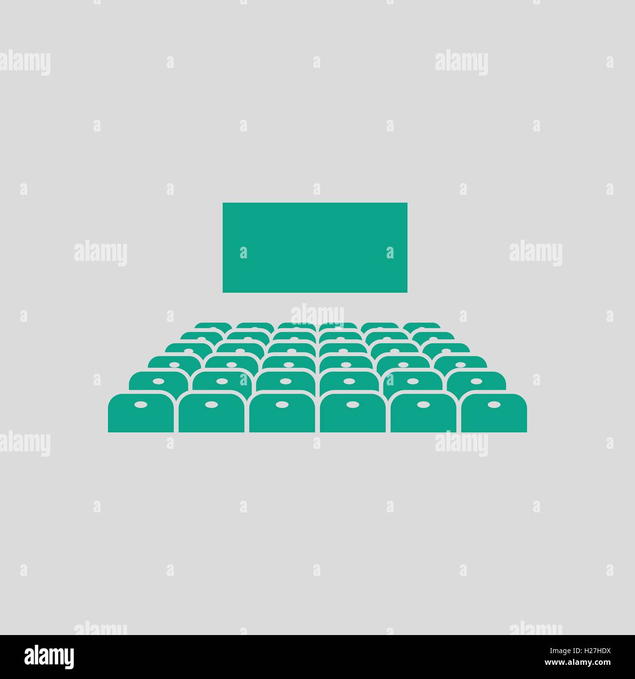 Cinema auditorium icon. Gray background with green. Vector illustration ...