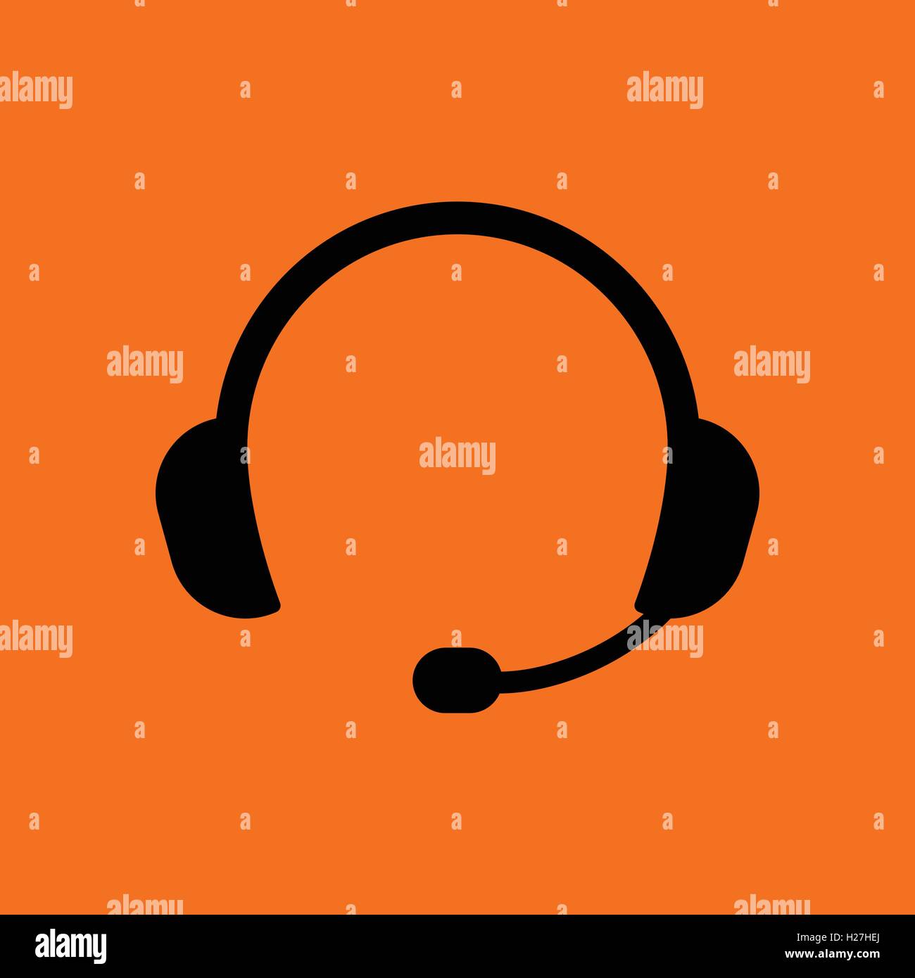 Headset icon. Orange background with black. Vector illustration Stock ...