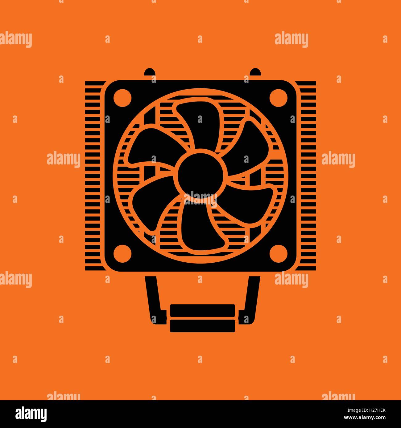 CPU Fan icon. Orange background with black. Vector illustration Stock ...