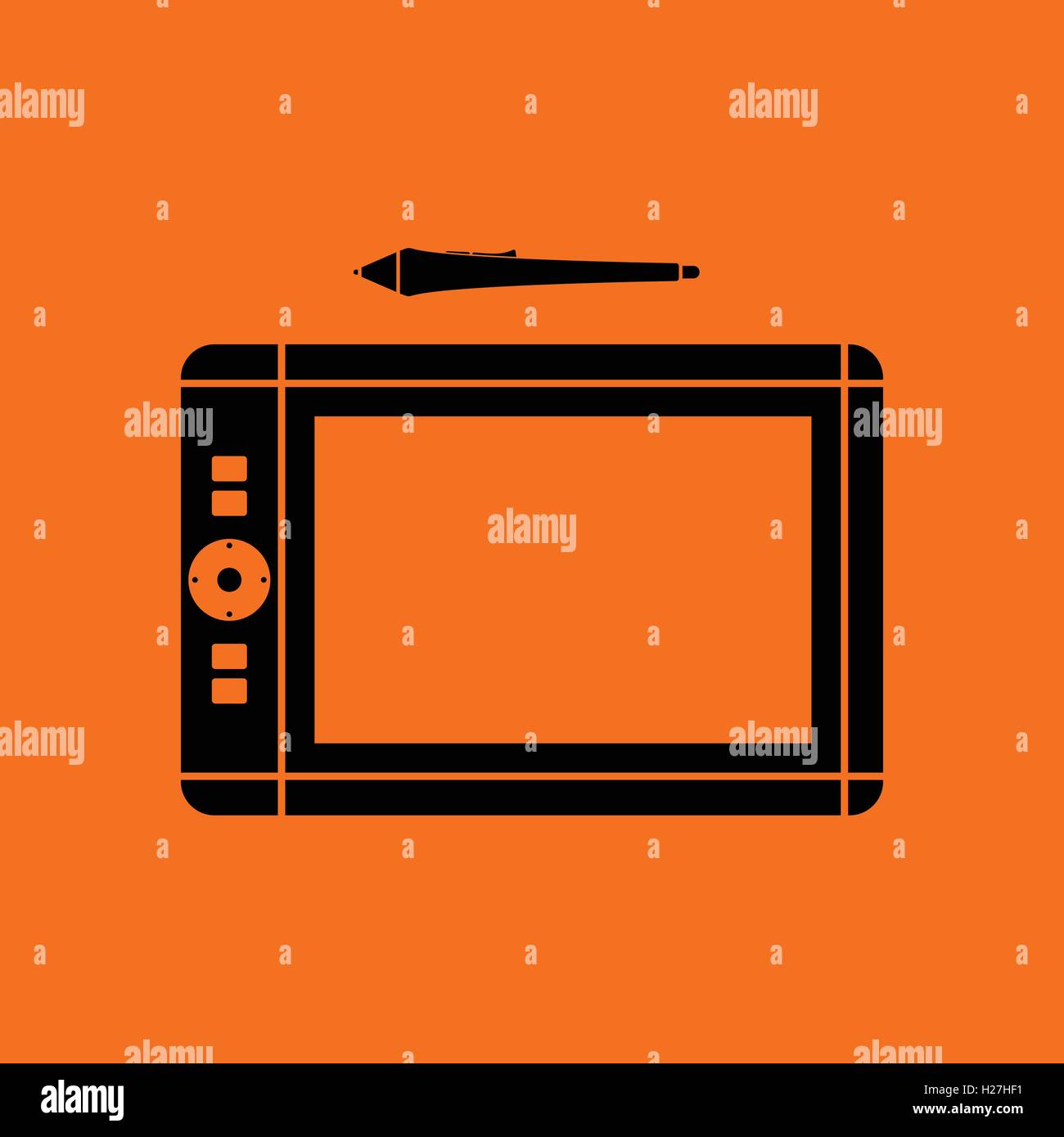 Graphic tablet icon. Orange background with black. Vector illustration ...