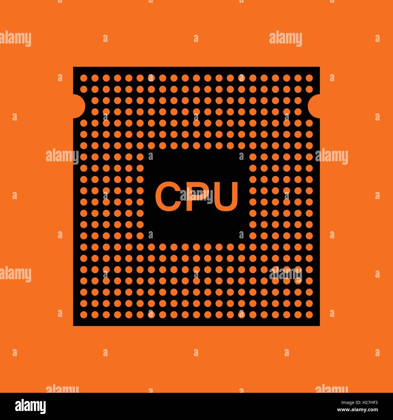 CPU icon. Orange background with black. Vector illustration Stock ...