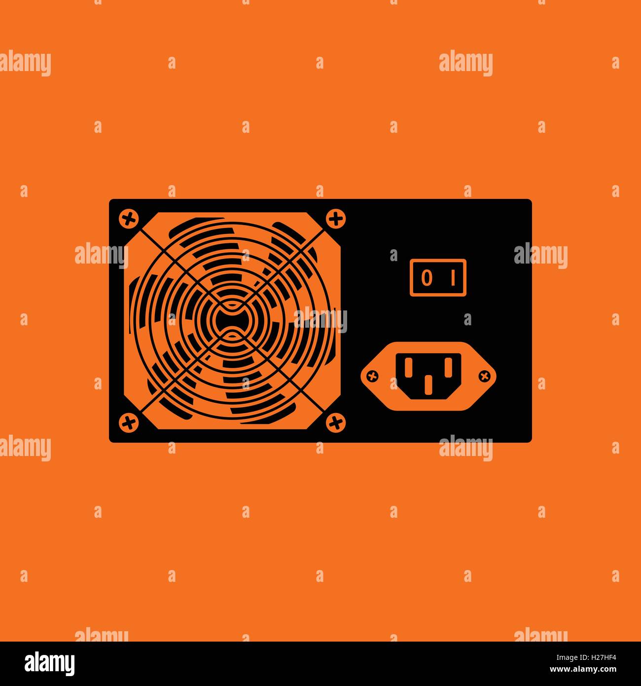 Power unit icon. Orange background with black. Vector illustration ...