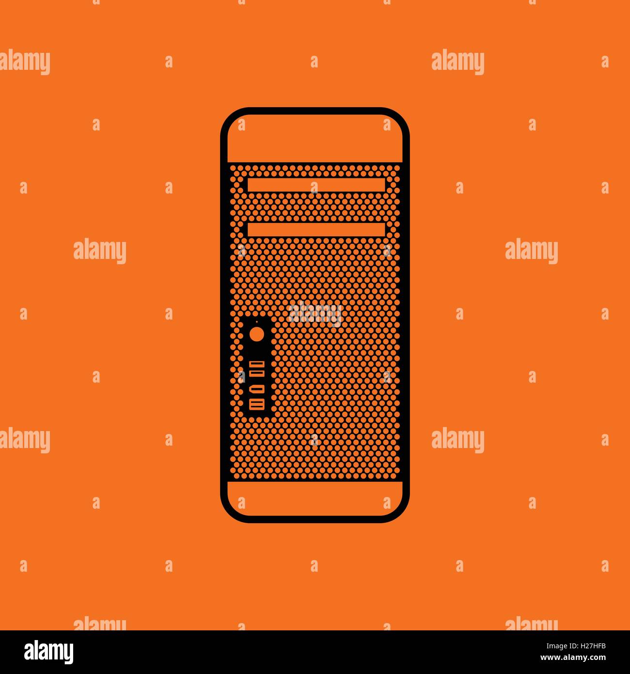 System unit icon. Orange background with black. Vector illustration ...