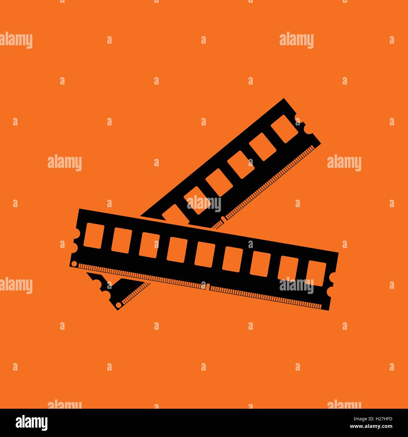 Computer memory icon. Orange background with black. Vector illustration ...