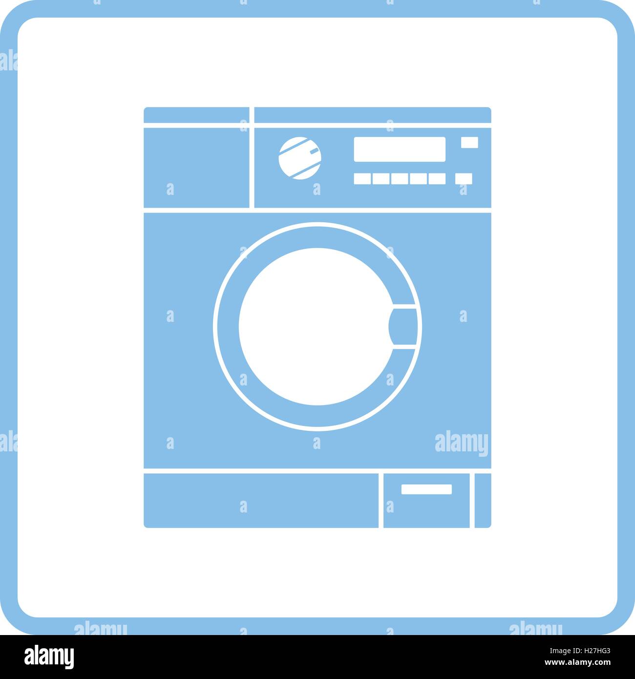 Washing machine icon. Blue frame design. Vector illustration Stock ...