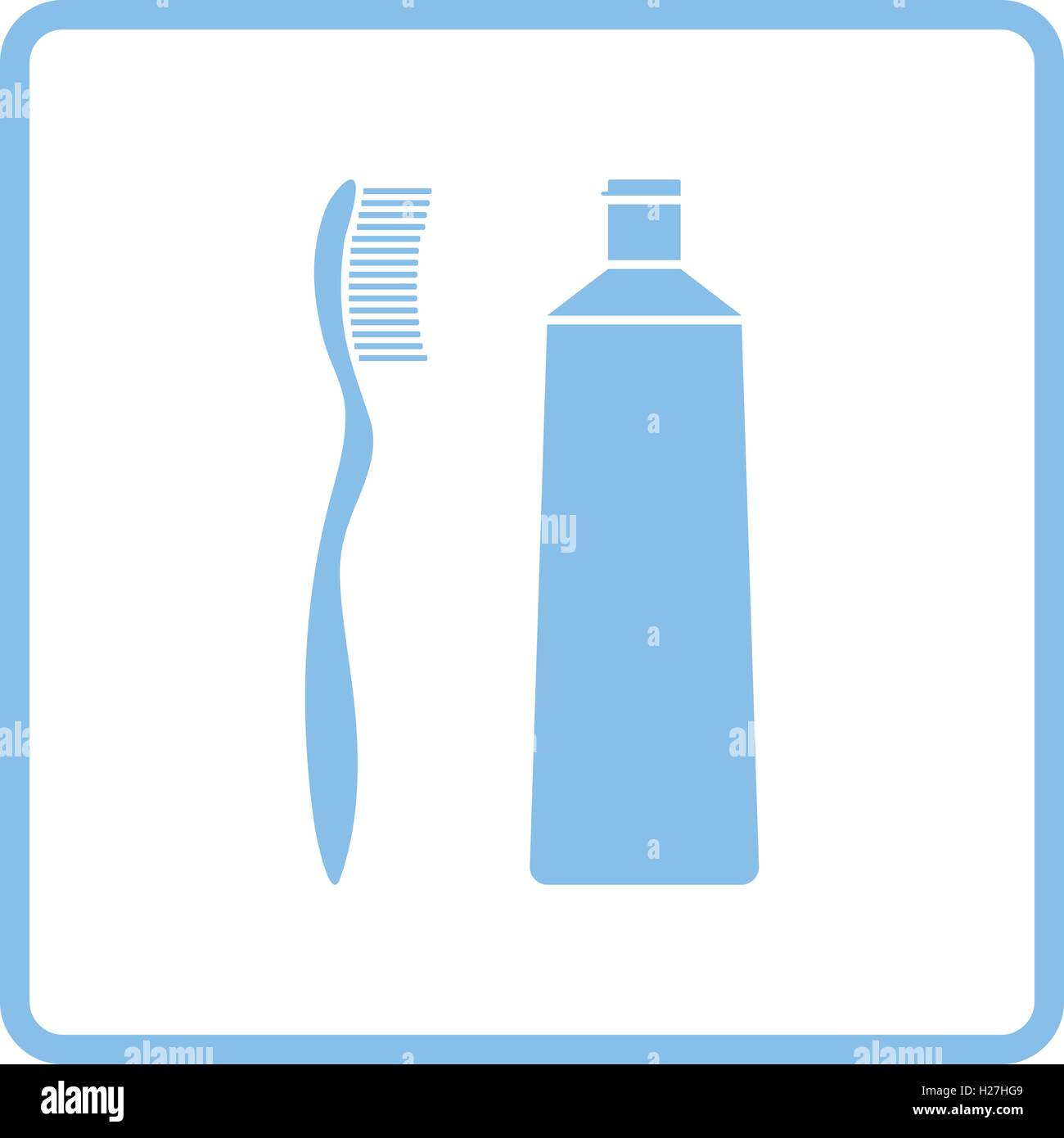 Toothpaste and brush icon. Blue frame design. Vector illustration Stock ...