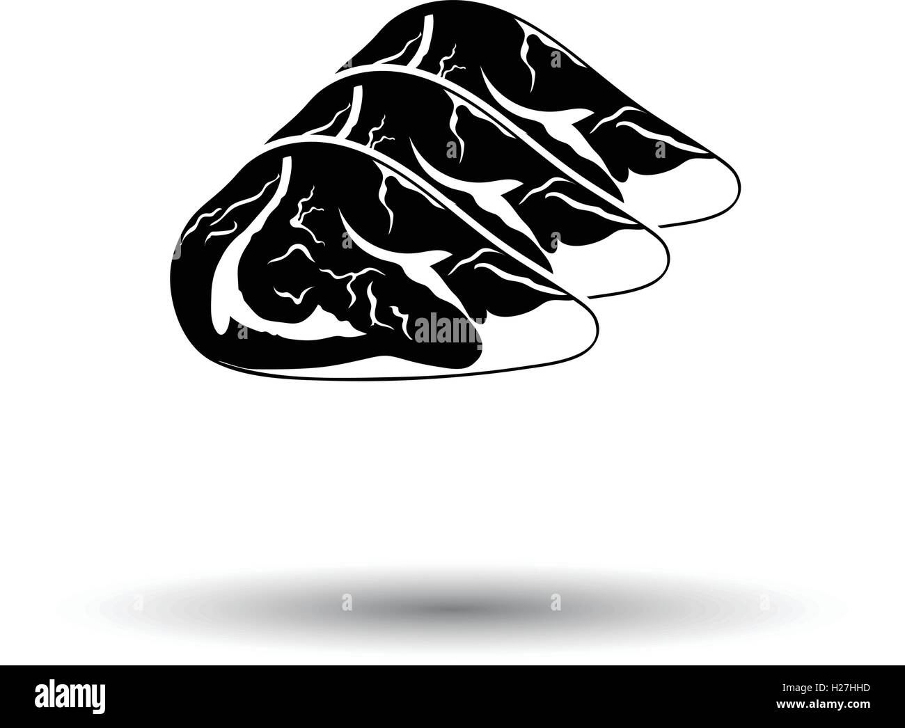 Raw meat steak icon. White background with shadow design. Vector ...
