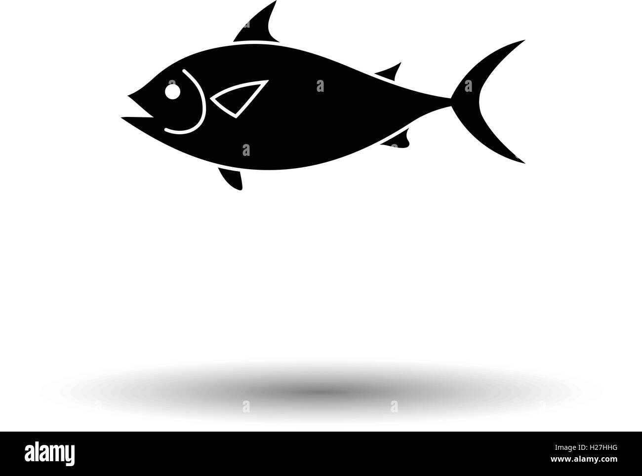Fish icon. White background with shadow design. Vector illustration ...