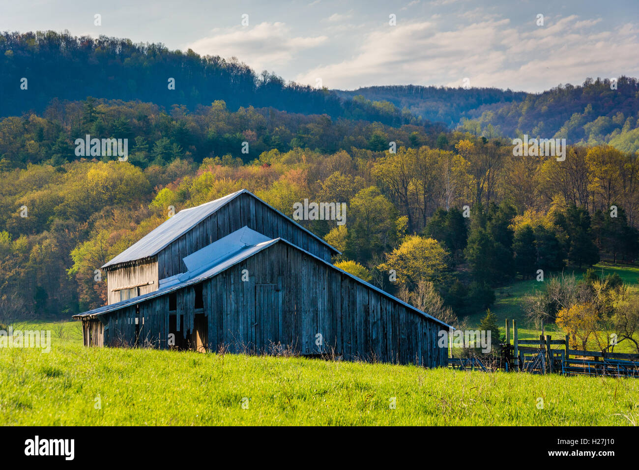 Barn and spring color in the rural Shenandoah Valley of Virginia Stock ...
