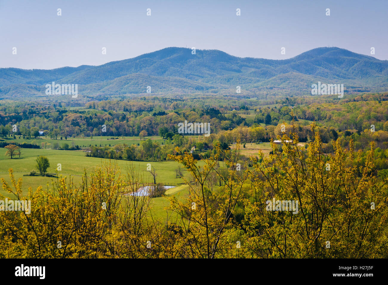 Spring view of the Appalachian Mountains from an overlook on I-64 near ...