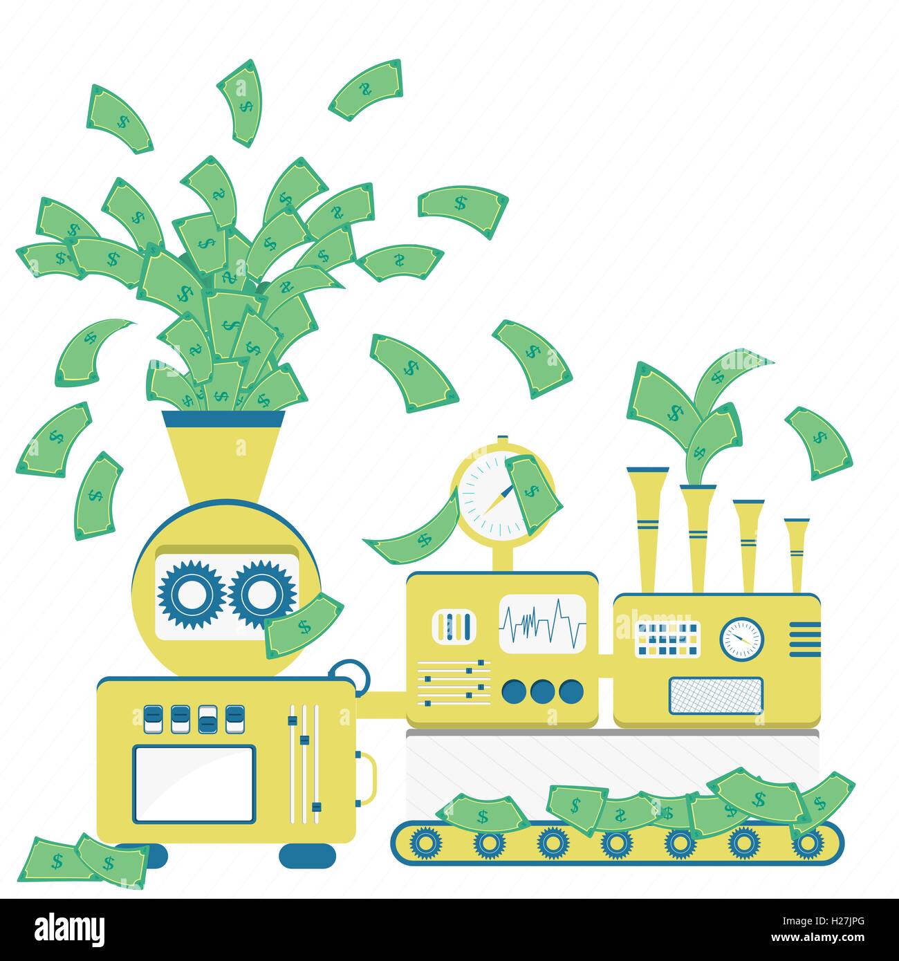 Machine sprouting paper money. Factory of money bill production Stock ...