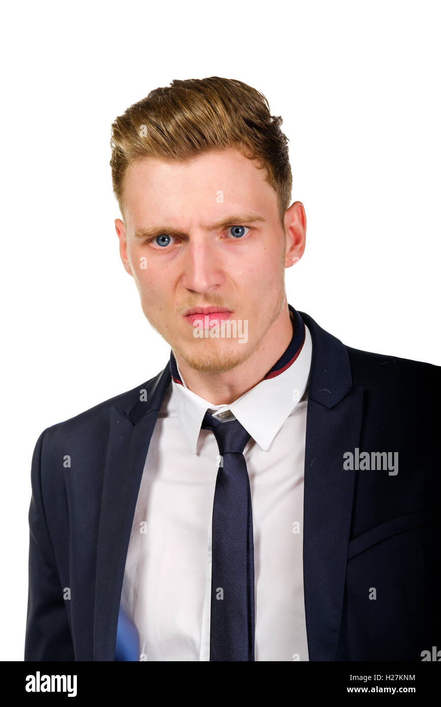 Aggressive angry young businessman portrait Stock Photo - Alamy