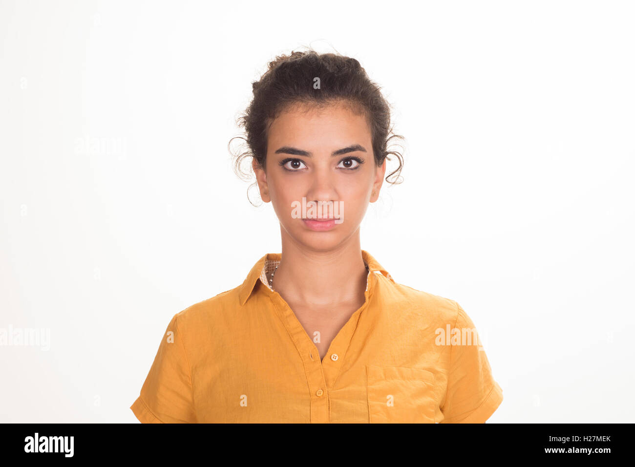 Serious face female hi-res stock photography and images - Alamy