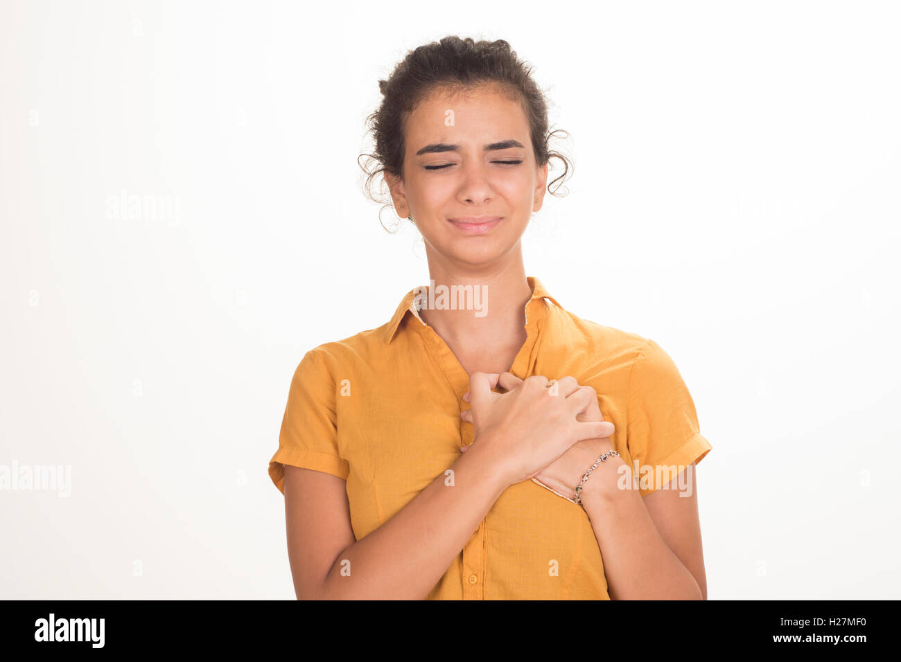 Girl dark hair chest hi-res stock photography and images - Alamy